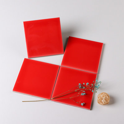 4x4 Red Decorative Ceramic Wall Tiles Interior Wear Resistant Ceramic Tiles