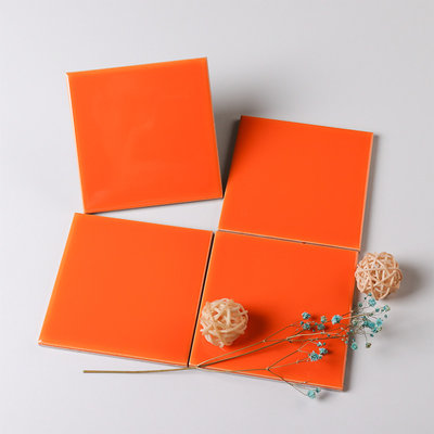 Decorative Interior Kindergarten Glazed Wall Tile 100*100mm in Orange Color