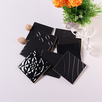 Classic Black Colorful Wall Tiles Ceramic Subway Tiles 4x4 Inch Glossy Matt Finish
