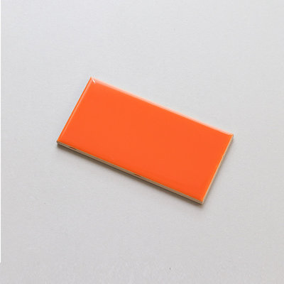 Orange Glossy Beveled Ceramic Subway Tile Antibacterial For Interior Wall