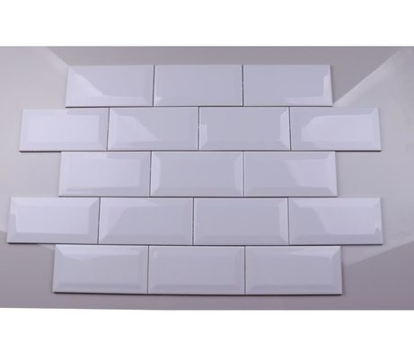 Interior Rectangular Wall Tiles 3x6 Glossy White Subway Tile Bread Look Edge