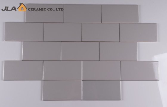 Interior Rectangular Wall Tiles 3x6 Glossy White Subway Tile Bread Look Edge