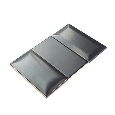3x6 Glazed Ceramic Wall Tile Beveled Matt Surface Pure Black Subway Tile