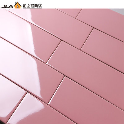 4x12 Decorative Ceramic Glazed Wall Tiles Pink Bathroom Design 7.5 Mm Thickness