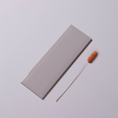 Pure Grey Ceramic Wall Tiles 4x12 Beveled Edge Subway Tile For Kitchen