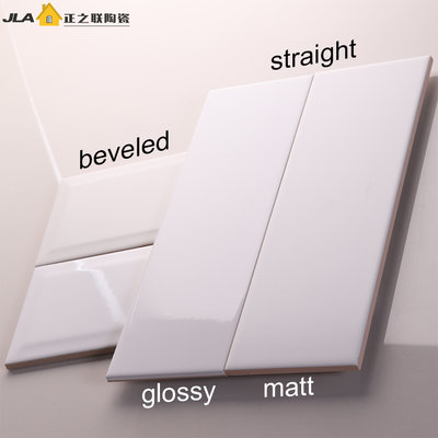 Kitchen Bathroom Ceramic Wall Tiles 4x12 Inch White Beveled Subway Tile
