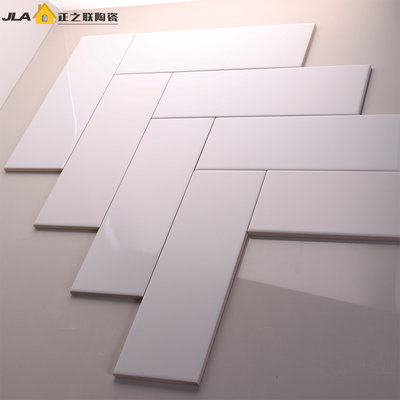Kitchen Bathroom Ceramic Wall Tiles 4x12 Inch White Beveled Subway Tile