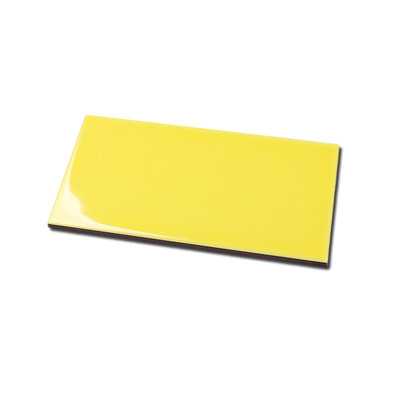 Yellow Glossy Ceramic Bathroom Wall Tiles Peel Stick Subway Tile 100 X 100