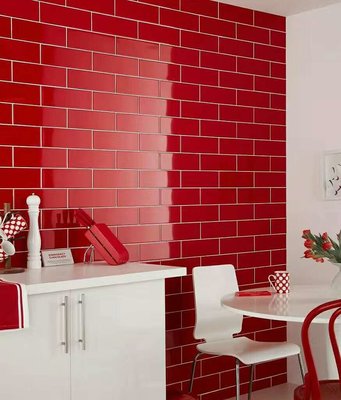Kitchen Back Splash 75x150mm Glazed Subway Tiles Easy To Clean 75x150mm