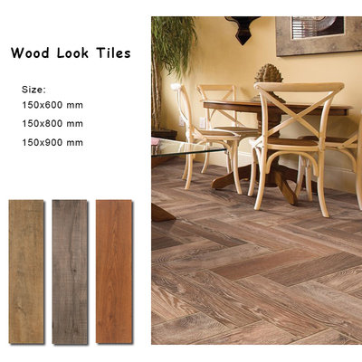 Acid Resistant Wood Style Ceramic Floor Tiles 150x600 Mm Building Material