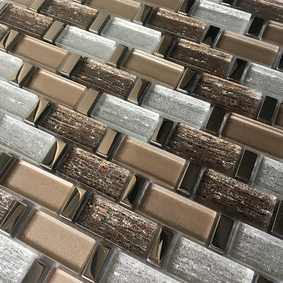 Decoration Coloured Glass Mosaic Tiles 300x300mm For Kitchen Backsplash