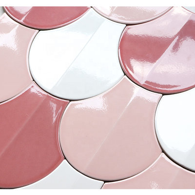 Glossy Surface Decorative Wall Tiles Fan Shaped Design 175x185 Slip Resistance