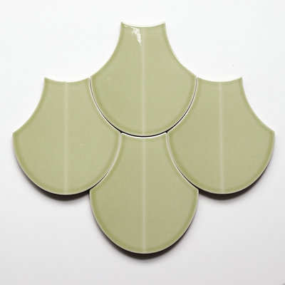 Glossy Surface Decorative Wall Tiles Fan Shaped Design 175x185 Slip Resistance