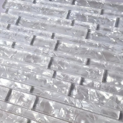 Irregular Linear Strip Crystal Mosaic Tiles Non Slip For Living Room / Hotel