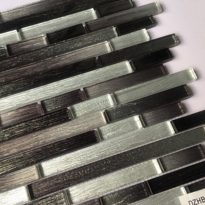 Durable Linear Strip Coloured Glass Tiles , Mosaic Decorative Wall Tile