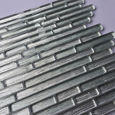 Durable Linear Strip Coloured Glass Tiles , Mosaic Decorative Wall Tile