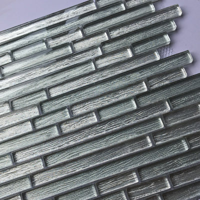 Durable Linear Strip Coloured Glass Tiles , Mosaic Decorative Wall Tile