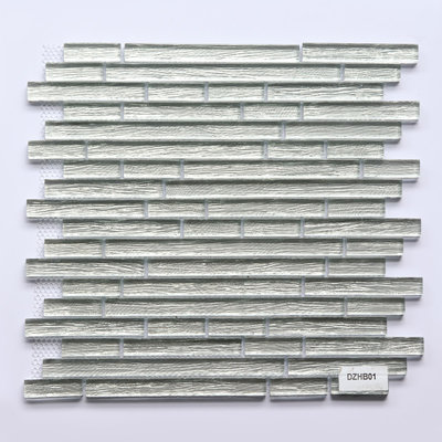 Durable Linear Strip Coloured Glass Tiles , Mosaic Decorative Wall Tile