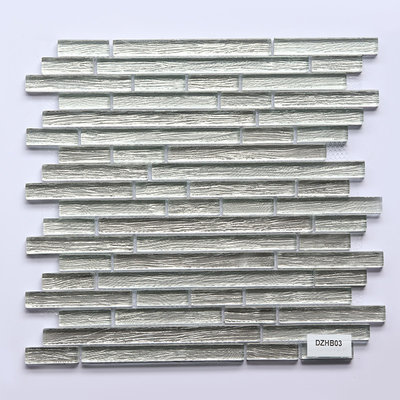 Durable Linear Strip Coloured Glass Tiles , Mosaic Decorative Wall Tile