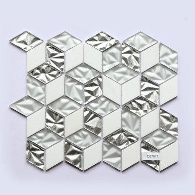 Glass Mosaic Subway Tile 300X300 Glossy Glass Hexagon Porcelain Mosaic Tile
