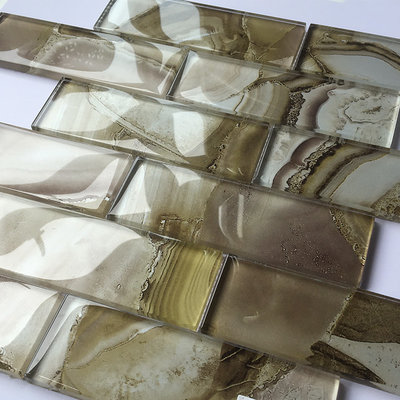 Multi Coloured Glass Mosaic Tiles Waterproof ,  Indoor Kitchen Wall Decor Tiles
