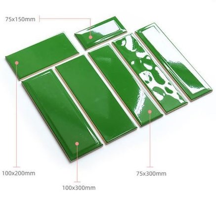 Multi Specification Glazed Ceramic Wall Tiles Bathroom Decor Dark Green Design