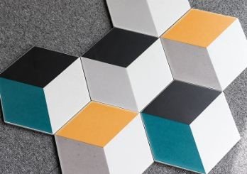 200*230mm Backsplash Hexagon Ceramic Tile / Ceramic Mosaic Wall Tile