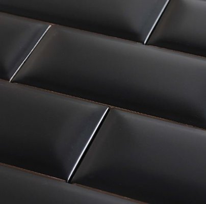 Bathroom / Kitchen Pure Black Ceramic Subway Wall Tiles In Stock 3"X6"