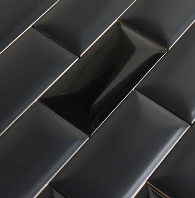 Bathroom / Kitchen Pure Black Ceramic Subway Wall Tiles In Stock 3"X6"