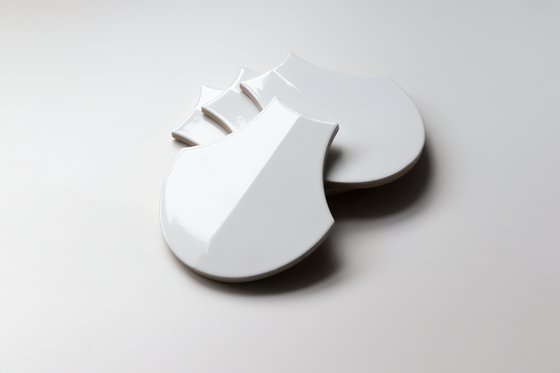 Interior Wall Ceramic Tile / Custom Glazed Decoration Fan Shape Special Shape