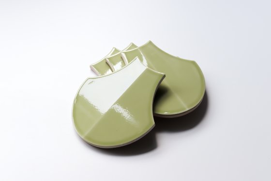 Interior Wall Ceramic Tile / Custom Glazed Decoration Fan Shape Special Shape