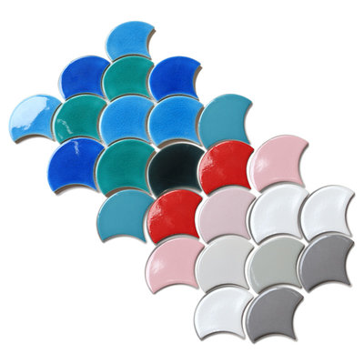 Fan Shape Porcelain Mosaic Decoration Wall Tiles For Living Room