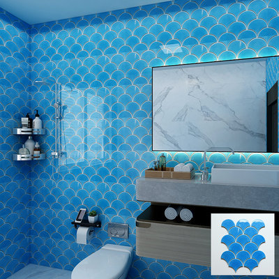 Porcelain Mosaic 295x335mm Modern Kitchen Wall Tiles Fan Shape