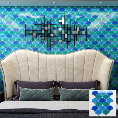 Porcelain Mosaic 295x335mm Modern Kitchen Wall Tiles Fan Shape