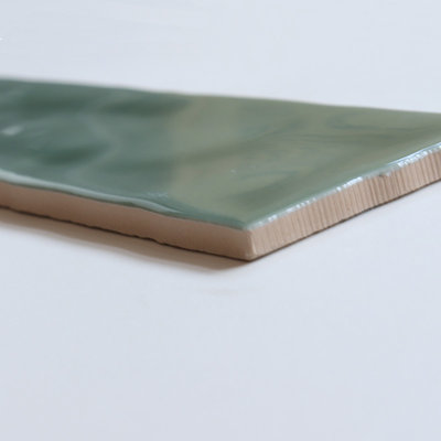 3''x12'' Coffee Shop Wall Decor Jade Green Retro Wavy Subway Wall Tiles
