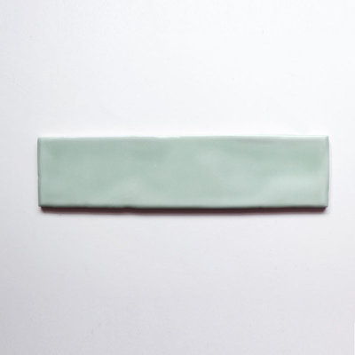 75*300mm Hotel Project Sky Blue Color Ceramic Wave Edge Gloss Wall Tile