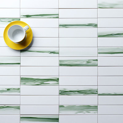 5*20cm Background Decor Chinese Painting Effect Green Glazed Wall Tile