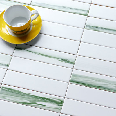5*20cm Background Decor Chinese Painting Effect Green Glazed Wall Tile