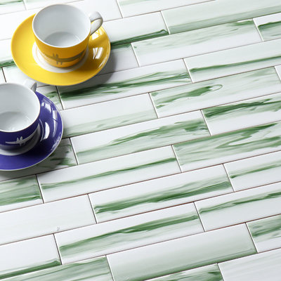 5*20cm Background Decor Chinese Painting Effect Green Glazed Wall Tile