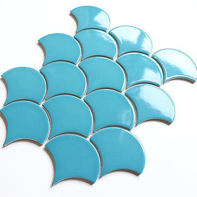 295X335mm Green Color Fan Shape Kitchen Interior Decor Mosaic Tiles