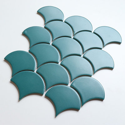 Living Room Background Decoration Tile Fan Shape Glazed Porcelain Mosaic
