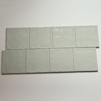 Background Decor Cement Green Color Design Wave Edge Ceramic Wall Tile