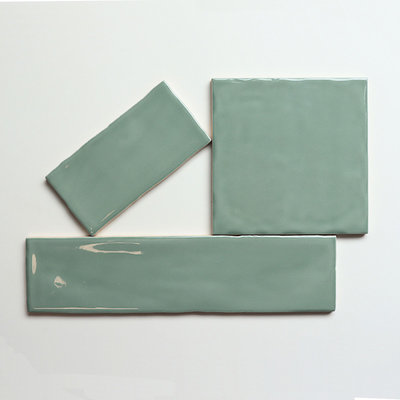 Bathroom Shower Irregular Wavy Design Jade Green Color Waterproof Ceramic Wall Tile