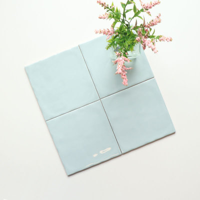 15*15cm Living Room Background Ceramic Wall Tile Sky Blue Color Designs