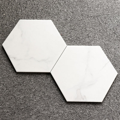 Coffee Shop Decoration Jazz White Hexagon Floor Tiles