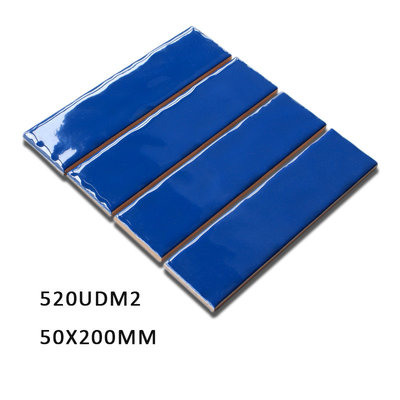 5x20cm/2x8 Inches Deep Blue 3d Ceramic Wall Tiles For Bathroom / Bedroom Decoration