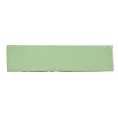 SGS Undulated 3x12 Kitchen Backsplash Glossy Green Subway Tile