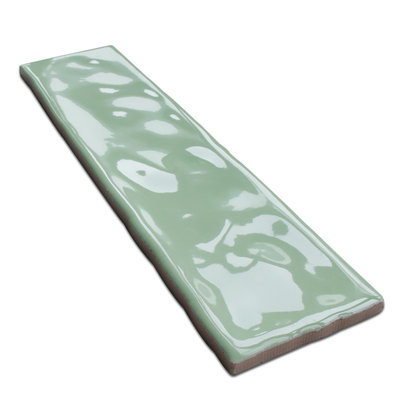 Ceramic Light Green Backsplash 3x12 Wavy Subway Wall Tile