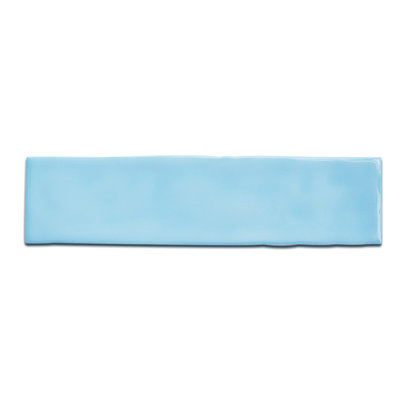 SGS Waved Edge 3x12 Sky Blue Subway Ceramic Tiles For Bathroom