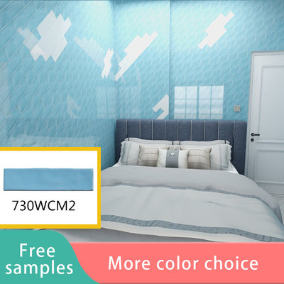 SGS Waved Edge 3x12 Sky Blue Subway Ceramic Tiles For Bathroom